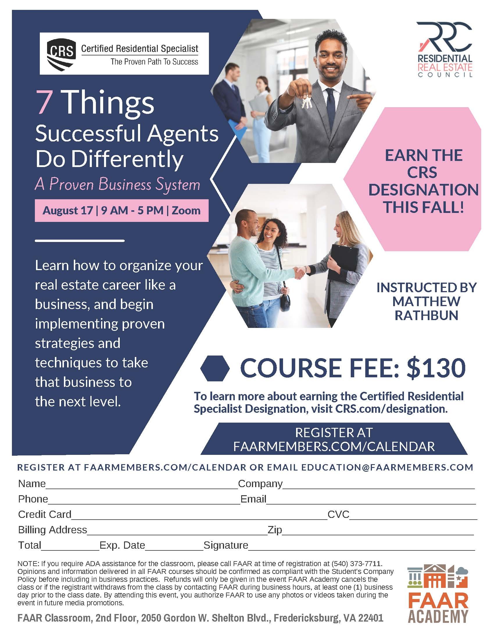 Virginia Realtors Learning Center: LOCAL EVENT : CRS-7 Things ...